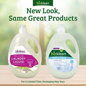 Biokleen Free & Clear Natural Liquid Laundry Detergent, Plant-Based, Unscented, Ultra-Concentrated - 300 Loads