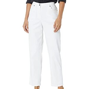 Ruby Rd. Women's Petite Classic 5-Pocket Fly Front Denim Jean, White, 8