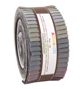 robert kaufman kona cotton solids gray area roll up 2.5" precut cotton fabric quilting strips jelly roll assortment ru-424-40