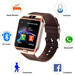 Padgene Bluetooth Smartwatch,Touchscreen Wrist Smart Phone Watch Sports Fitness Tracker with SIM SD Card Slot Camera Pedometer Compatible with Android Smartphone for Kids Men Women