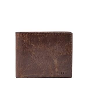 fossil men's derrick leather rfid-blocking bifold with coin pocket wallet, dark brown, (model: ml3687201)