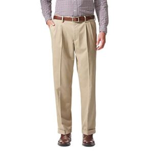 dockers men's relaxed fit comfort pants-pleated, british khaki, 40w x 32l