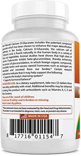 Best Naturals Calcium D-Glucarate 200 mg 120 Tablets