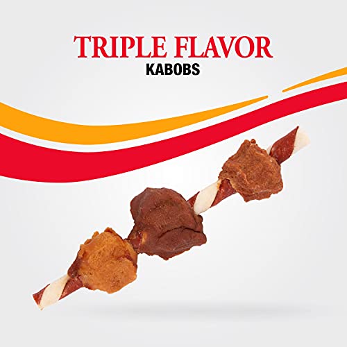 Good'n'Fun Triple Flavored Rawhide Kabobs for Dogs, Treat Your Dog 12-Ounce | 18 Count