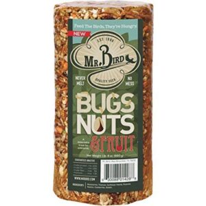 mr bird's bugs nuts & fruit cylinder block 24 oz bird seed feed