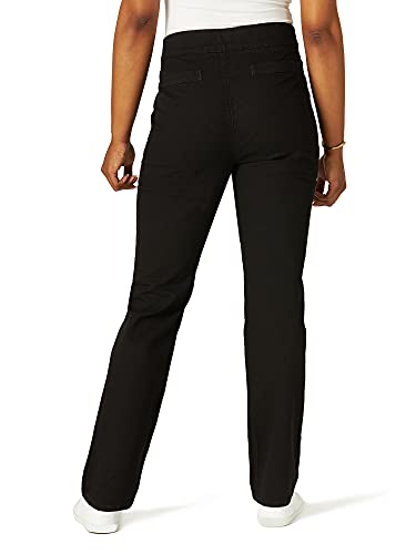 Chic Classic Collection Women's Easy-Fit Elastic-Waist Pant, Black Denim, 10 Petite