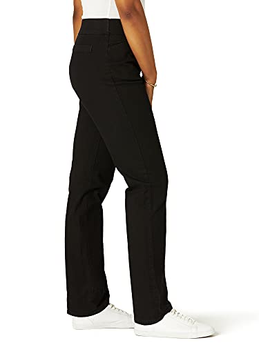 Chic Classic Collection Women's Easy-Fit Elastic-Waist Pant, Black Denim, 10 Petite