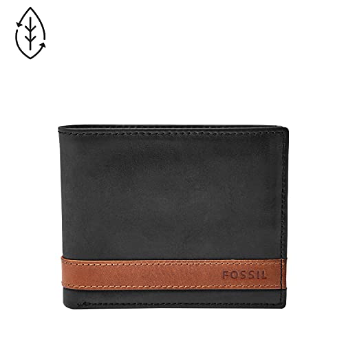 Fossil Men's Quinn Leather Bifold with Flip ID Wallet, Black, (Model: ML3644001)