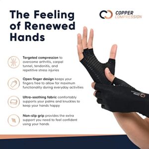 Copper Compression Arthritis Gloves - Orthopedic Brace - Copper Infused Fingerless Glove for Arthritis Pain. For Women & Men