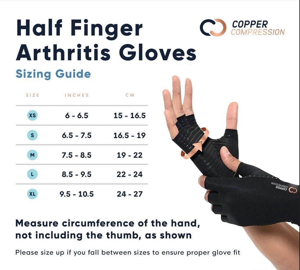 Copper Compression Arthritis Gloves - Orthopedic Brace - Copper Infused Fingerless Glove for Arthritis Pain. For Women & Men