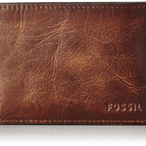 Fossil Men's Derrick Leather Slim Minimalist Bifold Front Pocket Wallet, Brown, (Model: ML3709200)