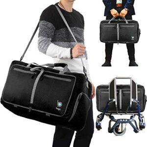 Bago Travel Duffel Bags for Traveling Women & Men- Foldable Weekender Bag - 60L 23" Medium Duffle Bag For Travel Camping Sports Hospital Bag - Packable Lightweight Overnight Luggage bag (Black)