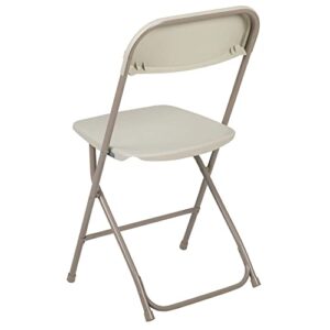 Flash Furniture Hercules Series Plastic Folding Chair - Beige - 650LB Weight Capacity Comfortable Event Chair - Lightweight Folding Chair