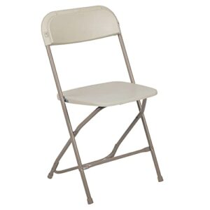 Flash Furniture Hercules Series Plastic Folding Chair - Beige - 650LB Weight Capacity Comfortable Event Chair - Lightweight Folding Chair