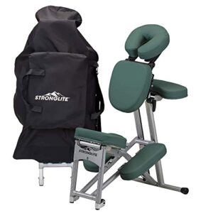 stronglite portable massage chair ergo pro ii - ultra-strong, lightweight, folding tattoo spa massage chair with wheels & carry case (600lbs working weight), teal