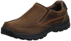 skechers men's braver-rayland slip-on loafer, dark brown leather, 10 2e us