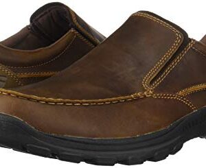 Skechers Men's Braver-Rayland Slip-On Loafer, Dark Brown Leather, 10 2E US