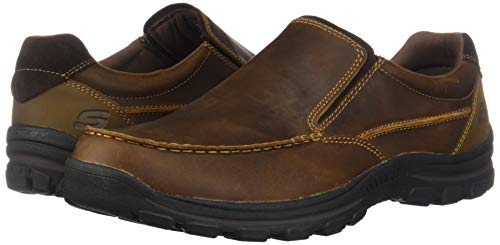 Skechers Men's Braver-Rayland Slip-On Loafer, Dark Brown Leather, 10 2E US