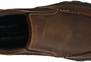 Skechers Men's Braver-Rayland Slip-On Loafer, Dark Brown Leather, 10 2E US