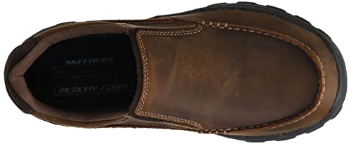 Skechers Men's Braver-Rayland Slip-On Loafer, Dark Brown Leather, 10 2E US