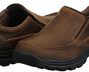 Skechers Men's Braver-Rayland Slip-On Loafer, Dark Brown Leather, 10 2E US