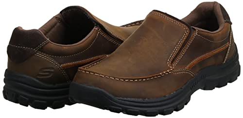 Skechers Men's Braver-Rayland Slip-On Loafer, Dark Brown Leather, 10 2E US