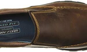 Skechers Men's Braver-Rayland Slip-On Loafer, Dark Brown Leather, 10 2E US