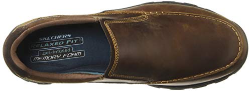 Skechers Men's Braver-Rayland Slip-On Loafer, Dark Brown Leather, 10 2E US