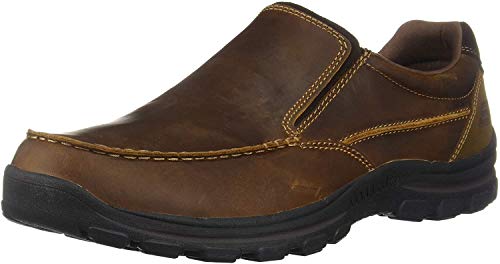 Skechers Men's Braver-Rayland Slip-On Loafer, Dark Brown Leather, 10 2E US