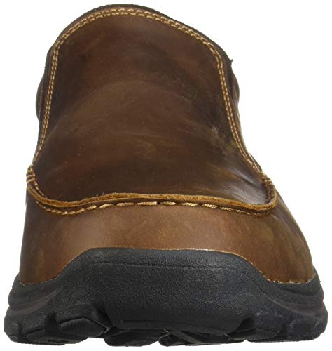 Skechers Men's Braver-Rayland Slip-On Loafer, Dark Brown Leather, 10 2E US