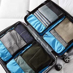 Amazon Basics 4 Piece Packing Travel Organizer Cubes Set - Medium, Sky Blue