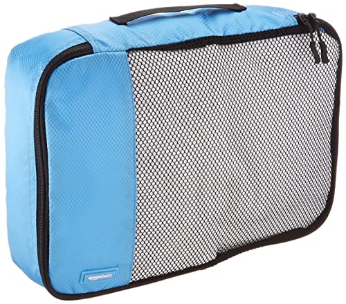 Amazon Basics 4 Piece Packing Travel Organizer Cubes Set - Medium, Sky Blue