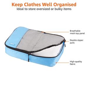 Amazon Basics 4 Piece Packing Travel Organizer Cubes Set - Medium, Sky Blue