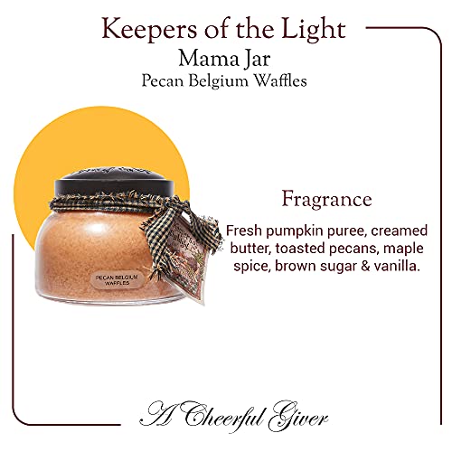 A Cheerful Giver - Pecan Belgium Waffles Mama Scented Glass Jar Candle (22oz) with Lid & True to Life Fragrance Made in USA