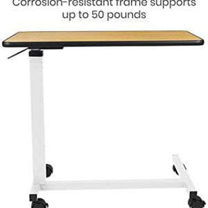 Vive Overbed Table (XL) - Hospital Bed Table - Swivel Wheel Rolling Tray - Adjustable Over Bedside Home Desk - Laptop, Reading, Eating Breakfast Cart Stand - Bedridden, Elderly (Brown)