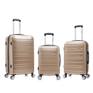 rockland irvine hardside spinner wheel luggage, champagne, 19", 23", 27"