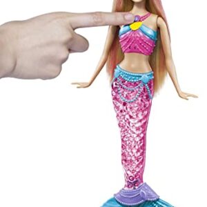 Barbie Dreamtopia Doll, Rainbow Lights Mermaid with Glimmering Light-Up Rainbow Tail, Headband and Blonde Hair