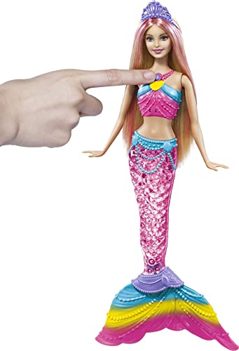 Barbie Dreamtopia Doll, Rainbow Lights Mermaid with Glimmering Light-Up Rainbow Tail, Headband and Blonde Hair