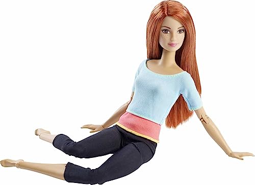 Barbie Made to Move Posable Doll in Pastel Blue Color-Blocked Top and Yoga Leggings, Flexible with Red Hair