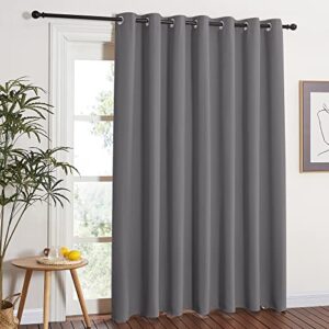 nicetown grey blackout patio sliding door curtains 84 inch length, grommet room divider thermal insulated curtain drapes for french door/living room (gray, w100 x l84, 1 panel)