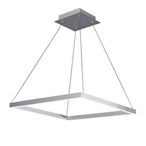 vonn vmc31620al atria 20" led chandelier, adjustable suspension fixture, modern square chandelier lighting in silver