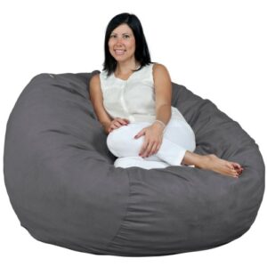 fugu bean bag chair, premium foam filled 4 xl, protective liner plus removable machine wash grey cover