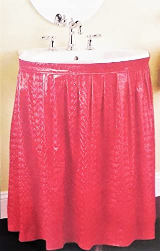 Better Home Premium Vinyl Sink Skirt Bath Vanity Cover Luxurious Designed, Water Repellent (Red)