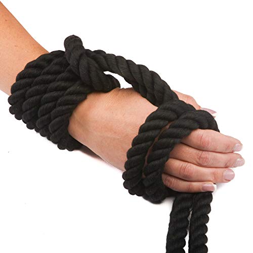 Ravenox Natural Twisted Cotton Rope | (Black)(1/2 Inch x 10 Feet) | Made in The USA | Strong Triple-Strand Rope for Sports, Décor, Pet Toys, Crafts, Macramé & Indoor Outdoor Use