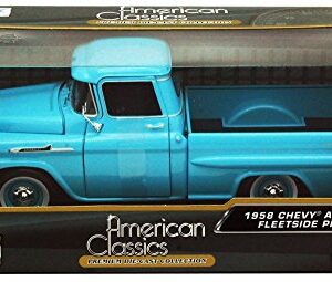 1958 Chevy Apache Fleetside Pickup Truck, Light Blue - Motormax 79311 - 1/24 scale Diecast Model Toy Car, unisex-children