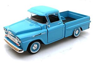 1958 chevy apache fleetside pickup truck, light blue - motormax 79311 - 1/24 scale diecast model toy car, unisex-children