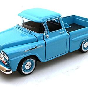 1958 Chevy Apache Fleetside Pickup Truck, Light Blue - Motormax 79311 - 1/24 scale Diecast Model Toy Car, unisex-children