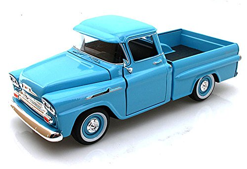 1958 Chevy Apache Fleetside Pickup Truck, Light Blue - Motormax 79311 - 1/24 scale Diecast Model Toy Car, unisex-children