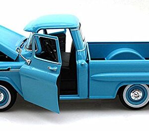 1958 Chevy Apache Fleetside Pickup Truck, Light Blue - Motormax 79311 - 1/24 scale Diecast Model Toy Car, unisex-children