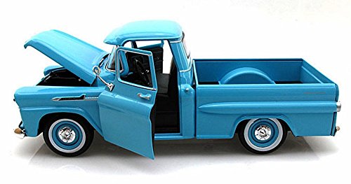 1958 Chevy Apache Fleetside Pickup Truck, Light Blue - Motormax 79311 - 1/24 scale Diecast Model Toy Car, unisex-children